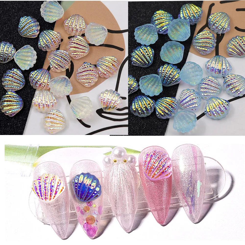 20Pcs-Bag-Aurora-Sea-Shell-Nail-Art-Charms-3D-Resin-Japanese-Colored ...