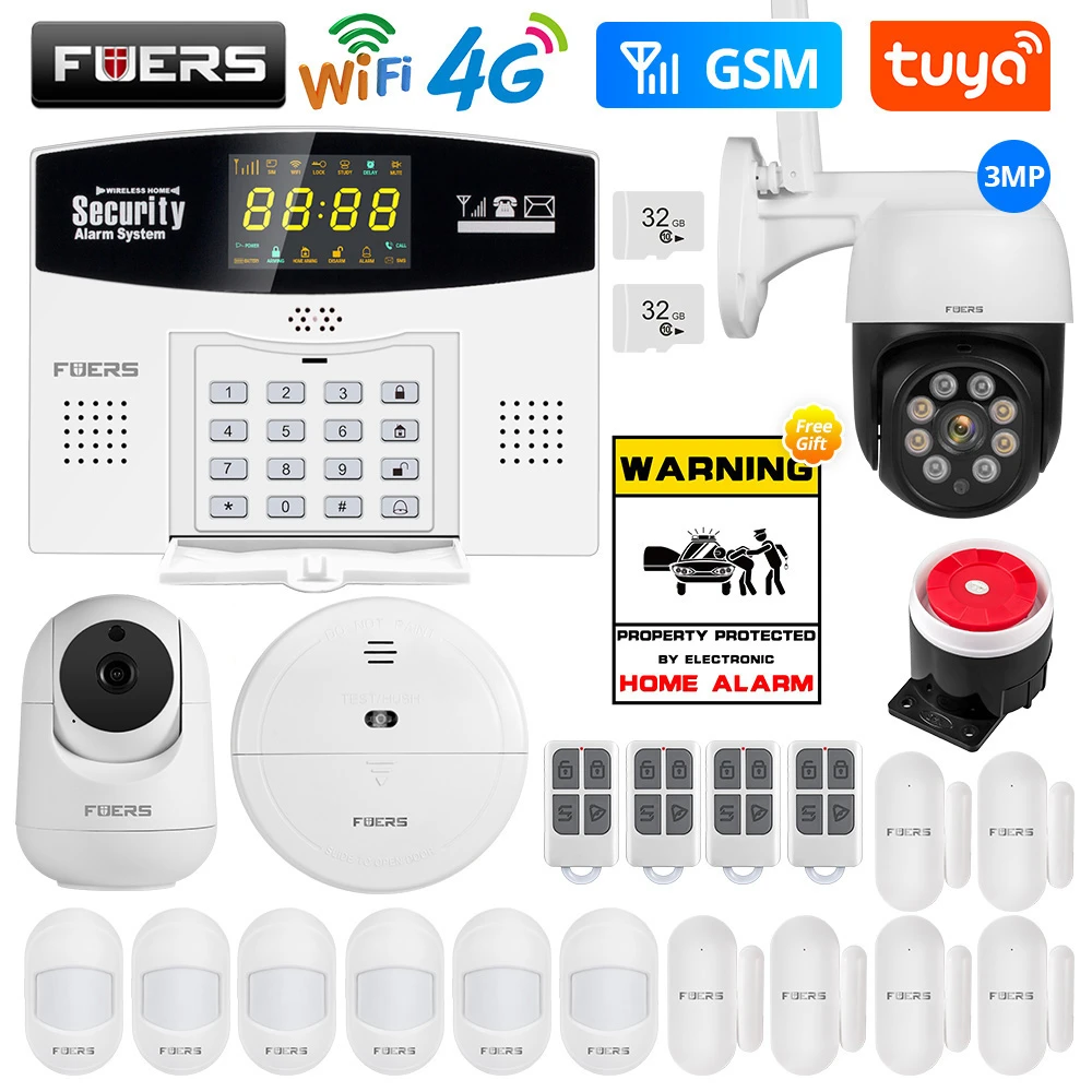 Fuers W214 4G WIFI Tuya Smart Alarm System Wireless Burglar GSM Smart ...