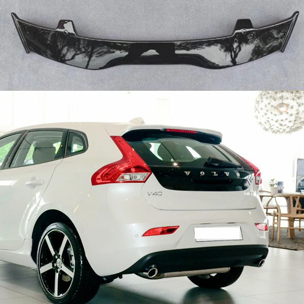 For-Volvo-V40-2013-2019-Spoiler-ABS-Plastic-Carbon-Fiber-Look-Hatchback ...