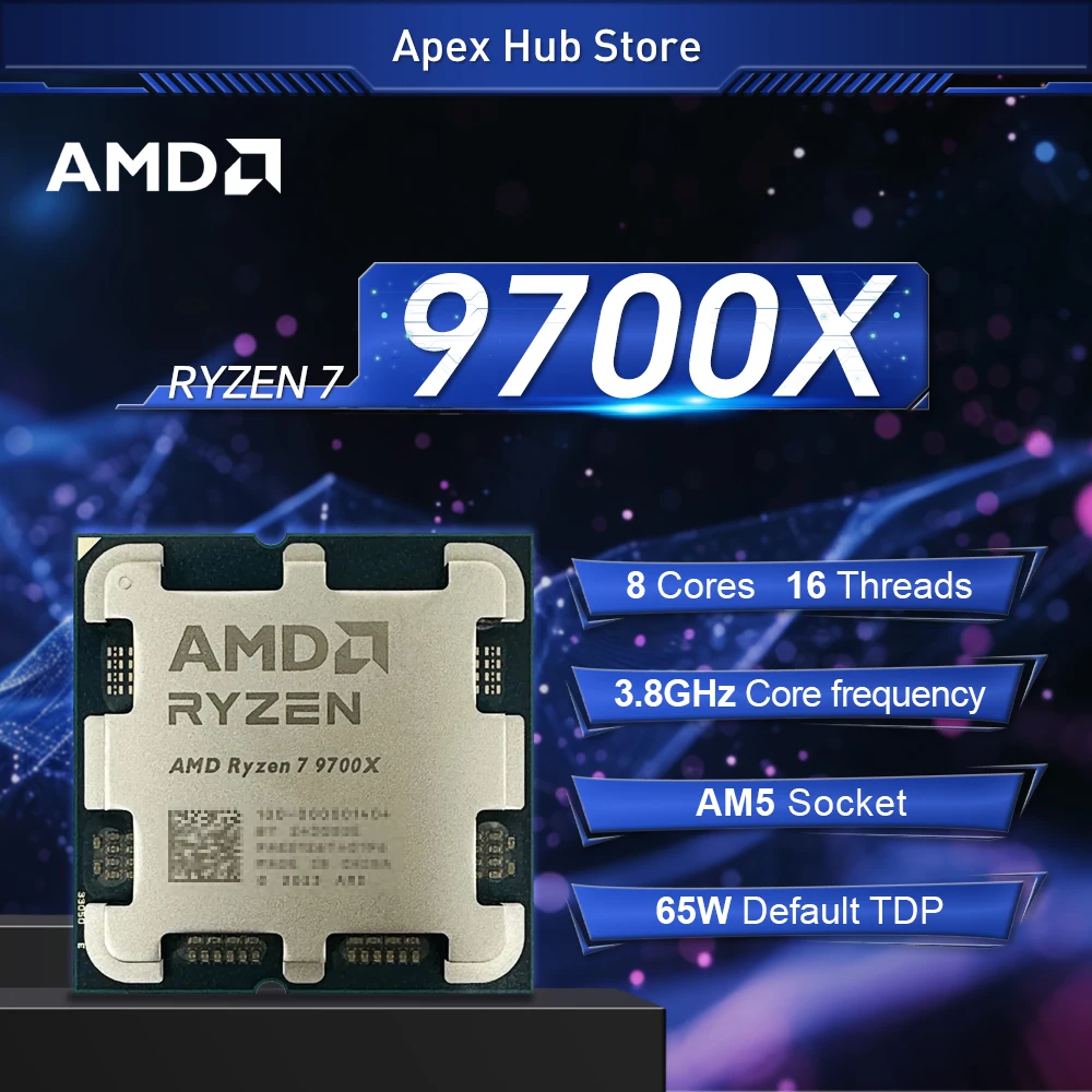 NEW AMD Ryzen 7 9700X 3.8GHz 4NM Socket AM5 L3=32M DDR5 8-Core 16 ...