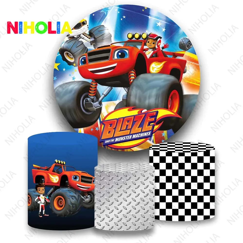 Blaze and the Monster Machines Round Backdrop Cover Boys Birthday Party ...