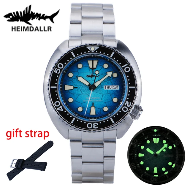 Heimdallr Men's Diver Watch Turtle King 44mm Grey Dial Sapphire Crystal ...