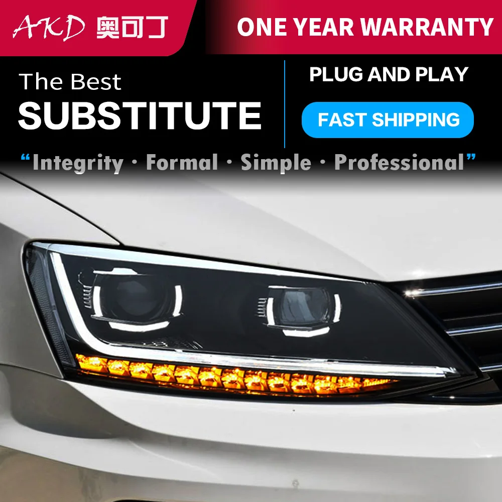 Akd Tuning Cars Headlight For Vw Jetta Mk6 Headlights Led Drl Running ...