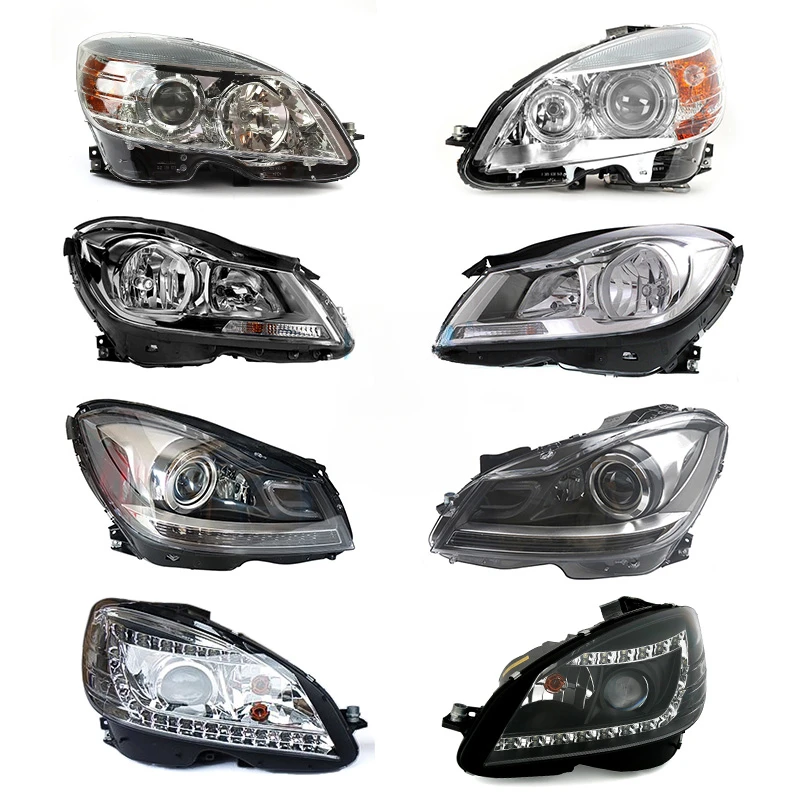 For-Mercedes-New-2014-C-Class-W204-HeadLamp-Halogen-Xenon-LED-Headlight ...