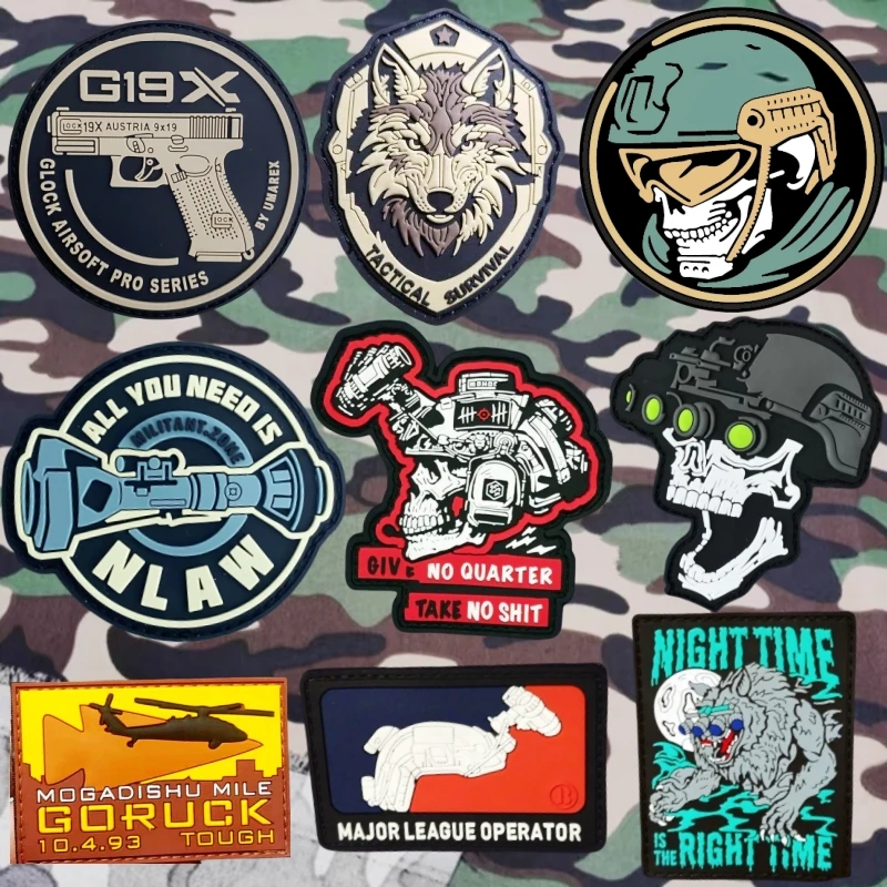 Russian-Helmet-Skull-Tactical-Patches-Glock-G19X-Patch-Military-Night ...