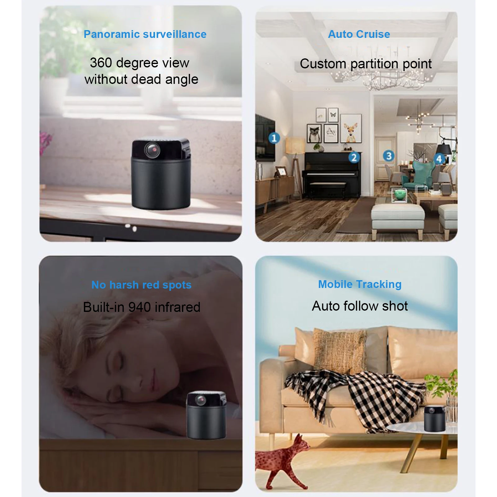Mini Smart Camera Security Vezeték Nélküli Wifi Kamera Hd 360 Fokos ...
