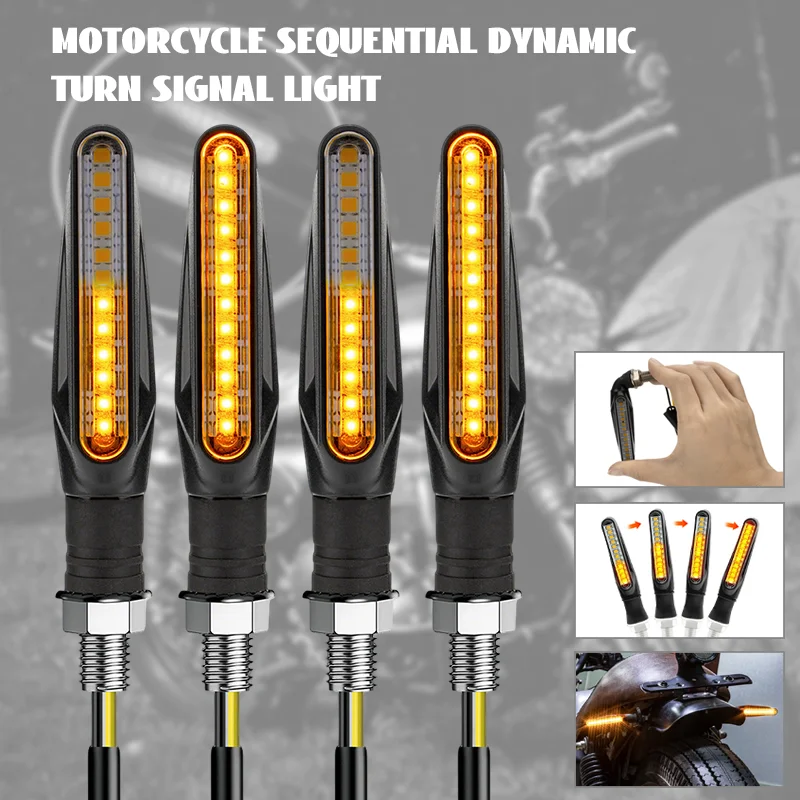 Motorcycle LED Turn Signals Light Amber Flasher Flowing Blinker ...
