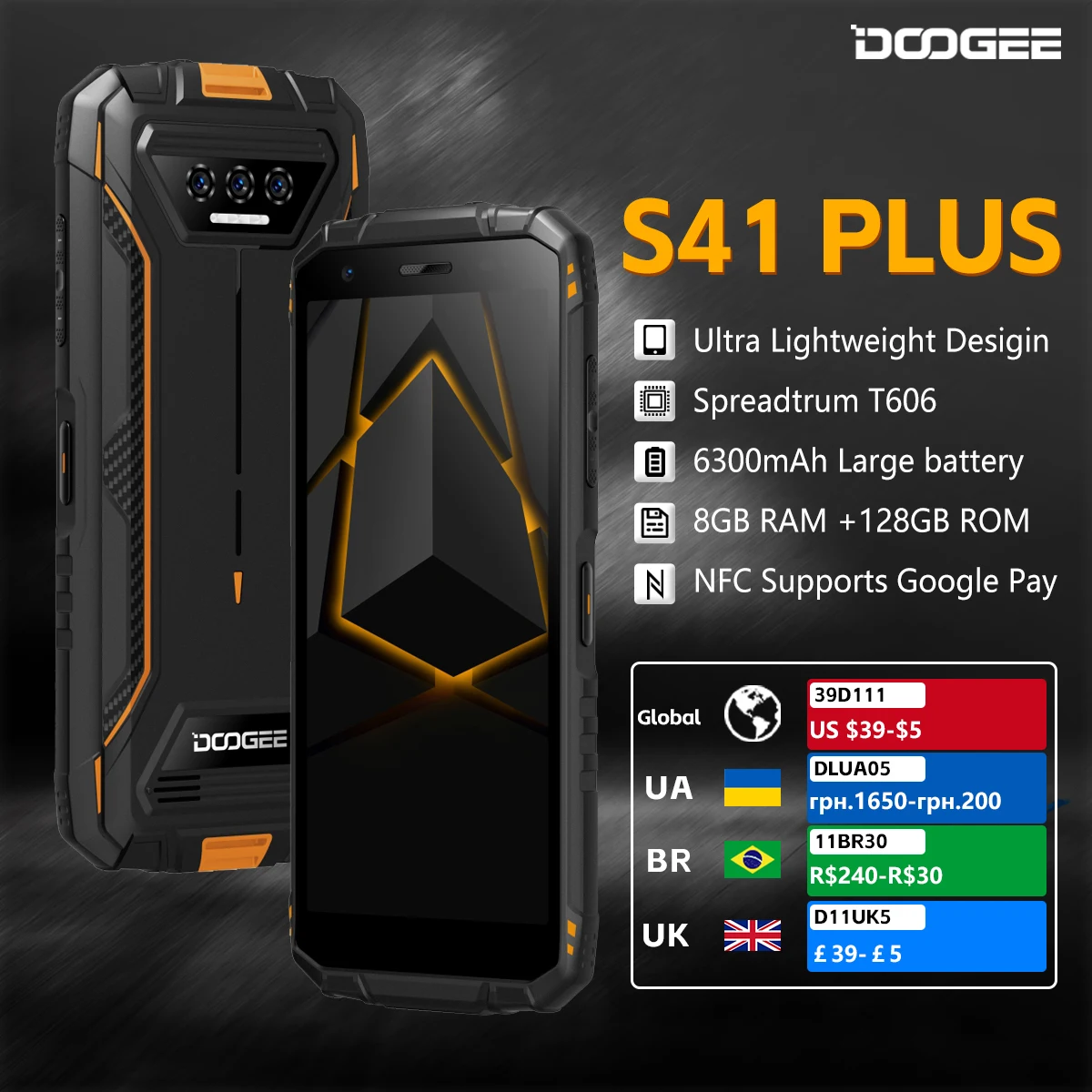 DOOGEE-S41-PLUS-Rugged-Phone-5-5-IPS-Display-4GB-128GB-6300mAh-Batterty ...