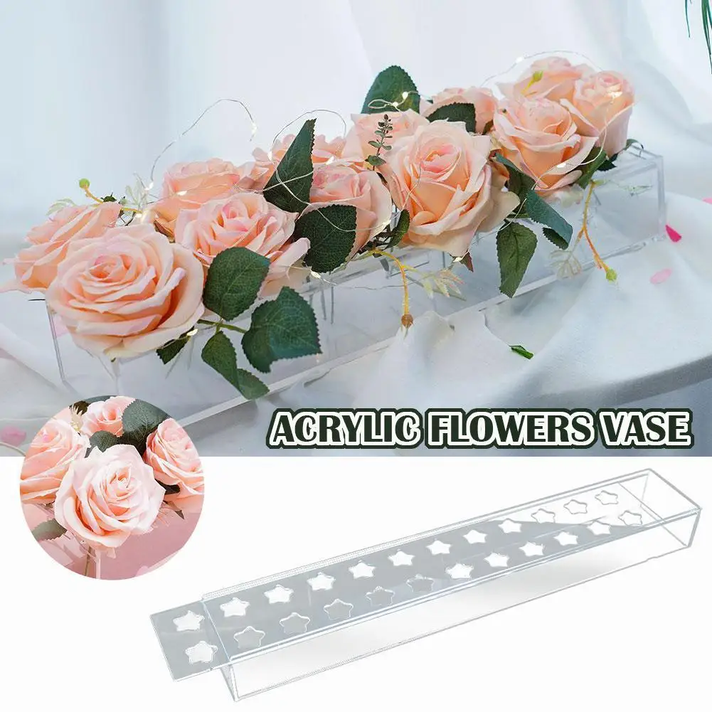 Clear Acrylic Rectangular Flower Vase With Lid Wedding Floral ...