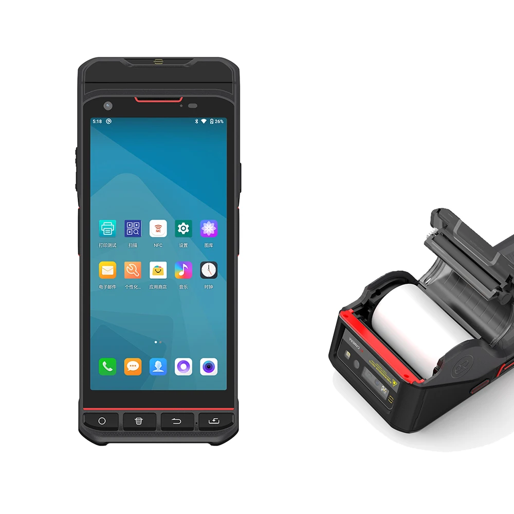 5.5 Inch Android Handheld POS Terminal Rugged PDA Thermal Label Printer ...