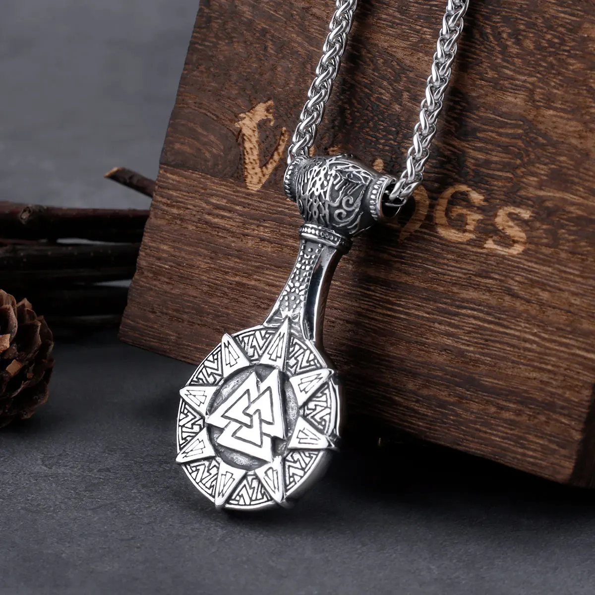 316L-Stainless-Steel-Viking-Rune-Compass-Amulet-Pendant-Necklace-Men-s ...