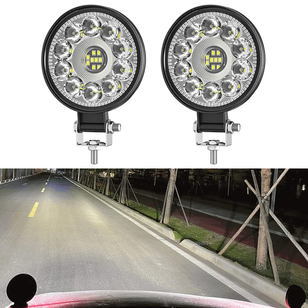1Pc 2pcs 63W 3" 21 LED Work Light Car LED Headlight Work Light Bar ...