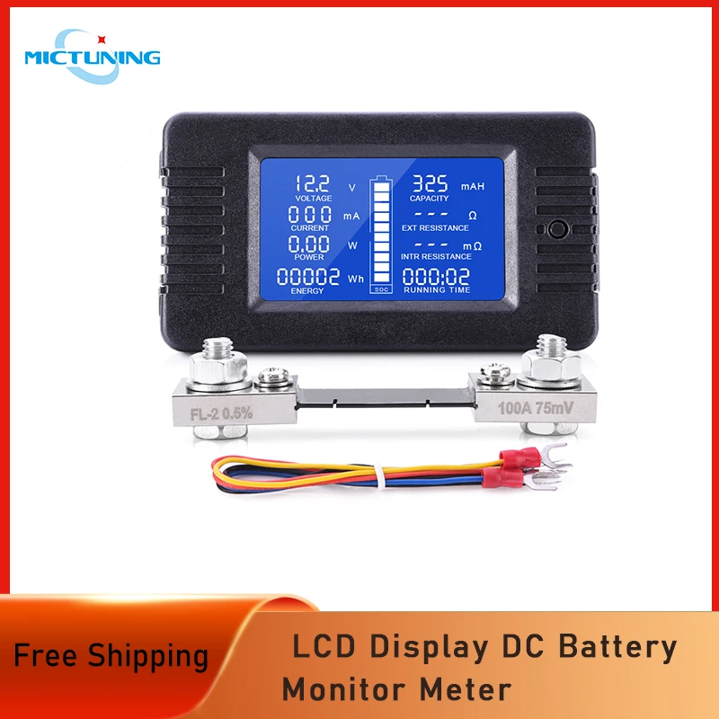 Mictuning Lcd Display Dc Battery Monitor Meter 0-200v Voltmeter Ammeter ...