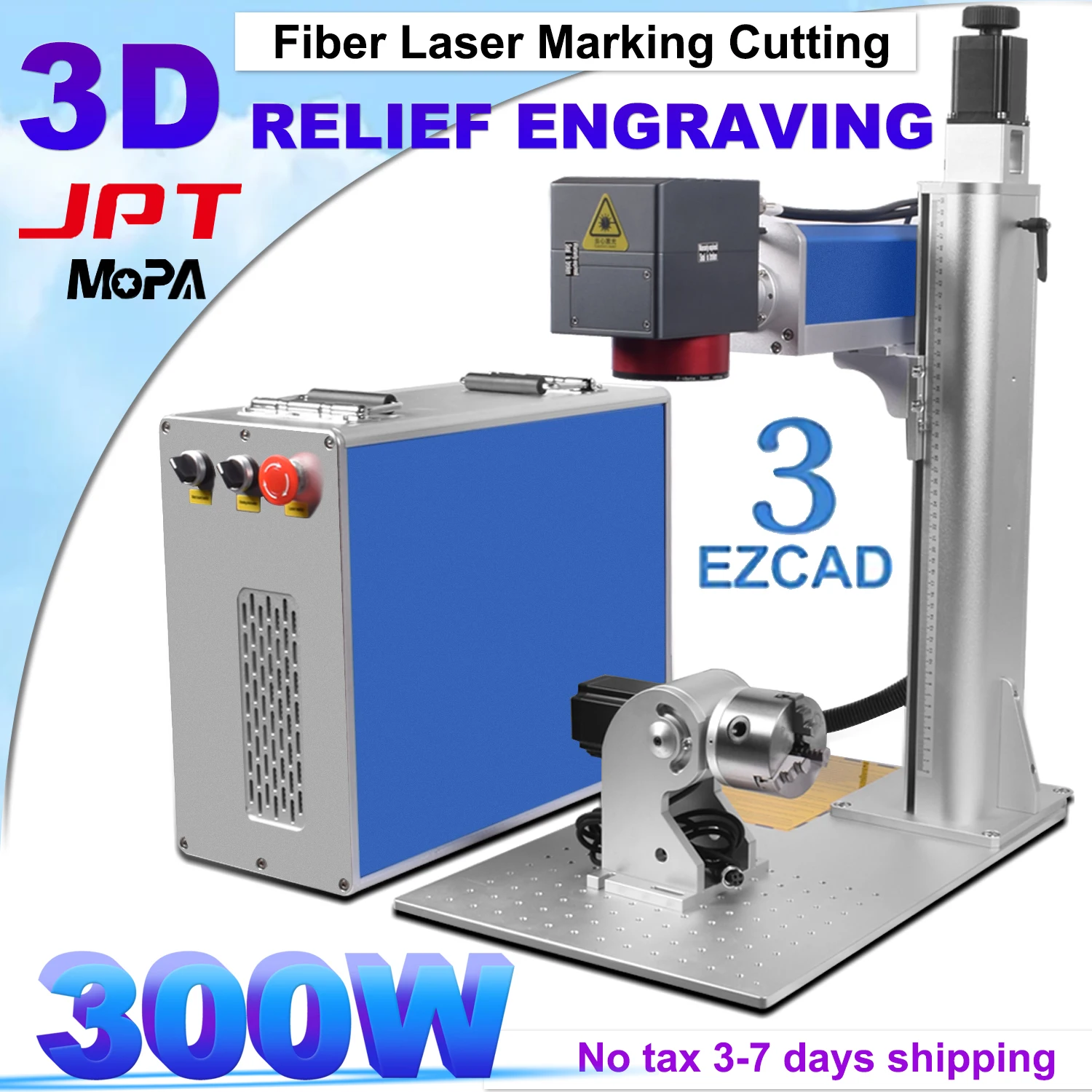 3D Relief Deep Engraving 300W JPT Mopa Fiber Laser Marking Cutting ...