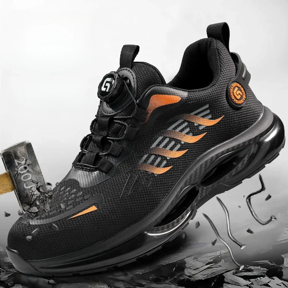 Rotating Button New Safety Shoes Men Anti-smash Anti-puncture Work ...
