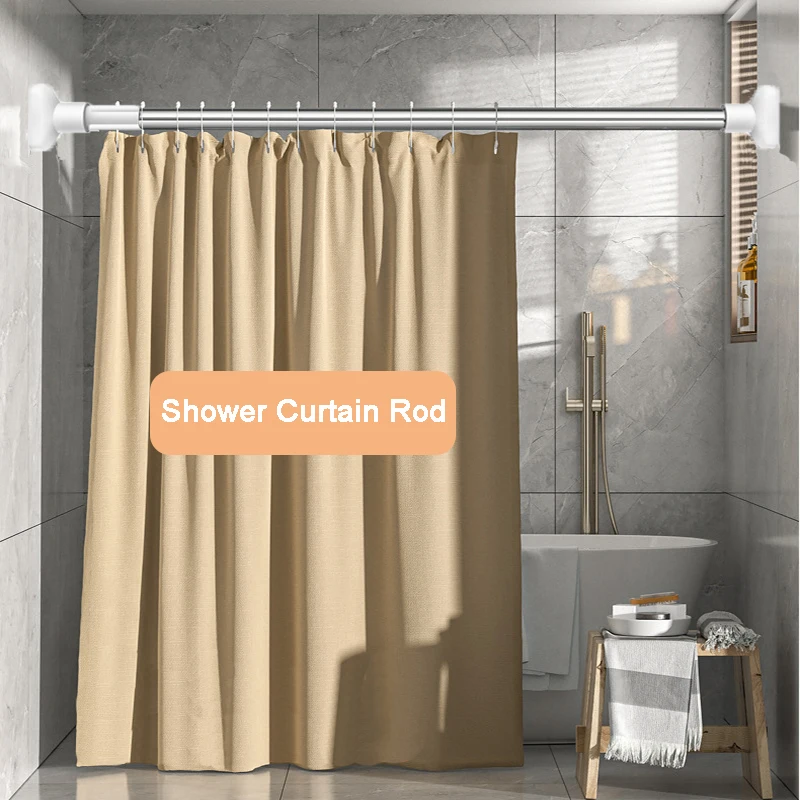 110-200CM-Telescopic-Shower-Curtain-Rod-Balcony-Hanging-Clothes-Rod-Stainless-Steel-Pole ...