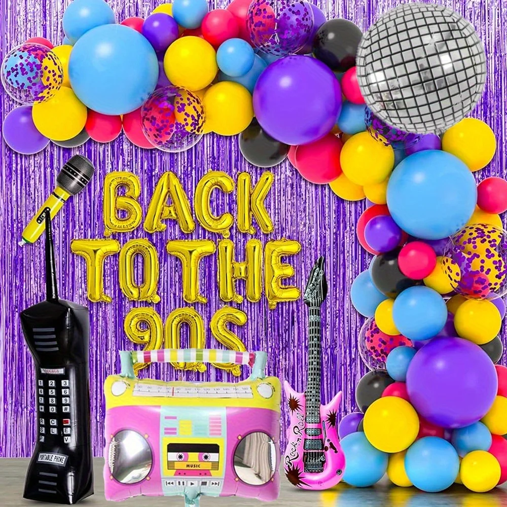 119PCS-90s-Disco-Party-Decoration-Set-Disco-Balloon-Radio-Adult-Hip-Hop ...