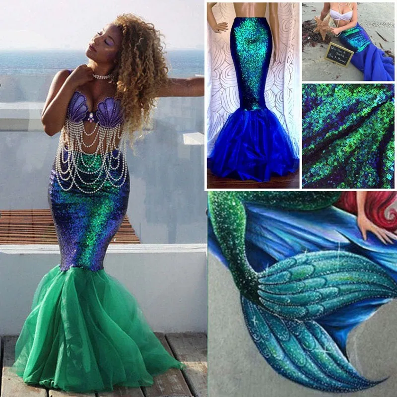 Halloween Cosplay Costume Mermaid Half Body Fish Tail Halloween ...