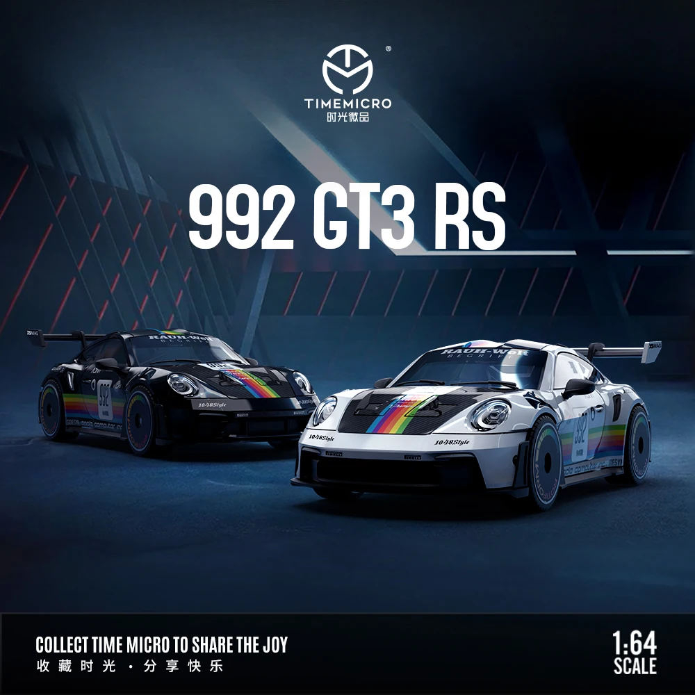 Time-Micro-1-64-992-GT3-RS-Limited-Black-White-Diecast-Model-Car-for ...
