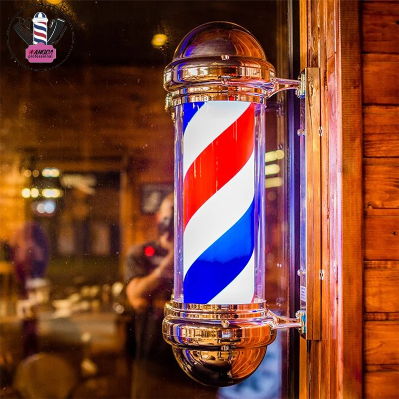 27inch Hair Salon Pole Light Hairdressing LED Sign Wall Mounted Red ...