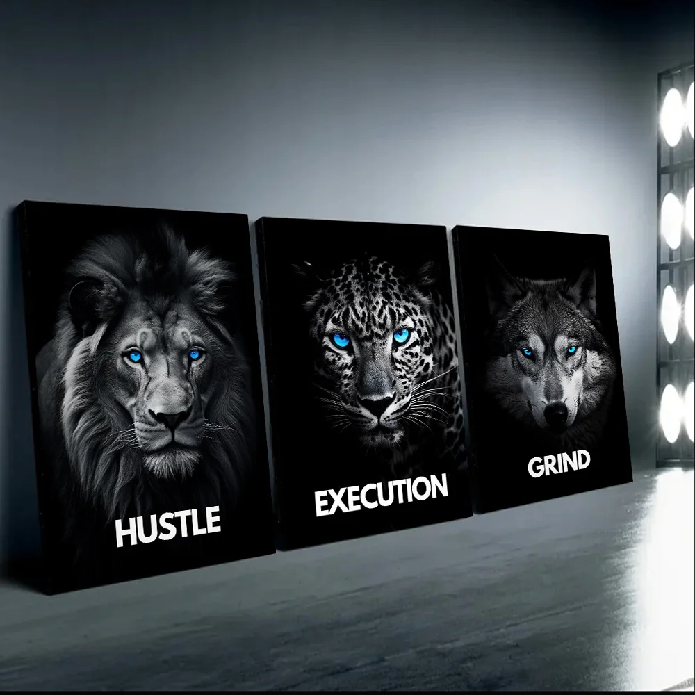 Animal-Motivational-Wall-Art-Lion-Wolf-Leopard-Canvas-Painting-Home ...