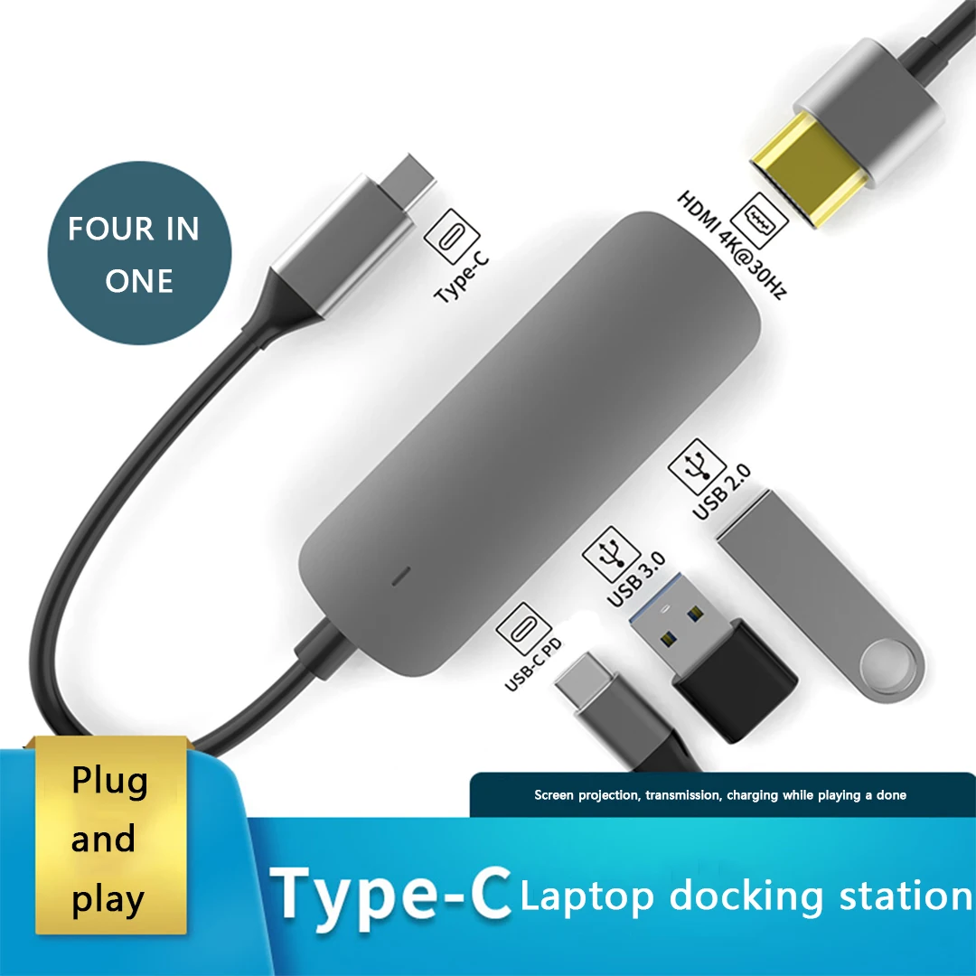 Laptop-MacBook-iPad-4in-1-Type-C-Dock-USB-C-Hub-3-0-Splitter-Multiport ...