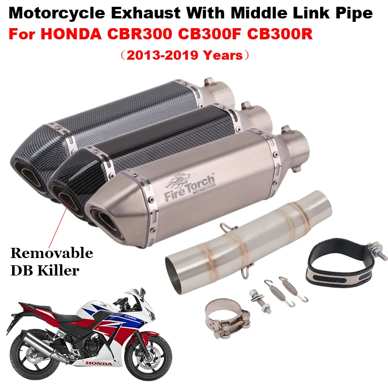 Slip-On-For-HONDA-CBR300-CB300F-CB300R-2013-2019-Motorcycle-Exhaust ...