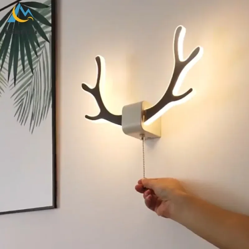 Modern-Deer-Head-LED-Wall-Lamp-Bedroom-Study-Restaurant-Hotel-Bedside ...
