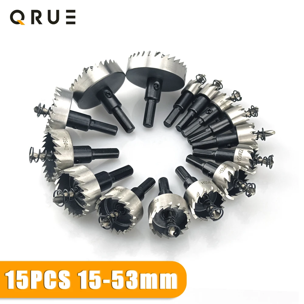 15-Pcs-15-53mm-HSS-Hole-Saw-Set-High-Speed-Steel-Drill-Bit-Drilling ...