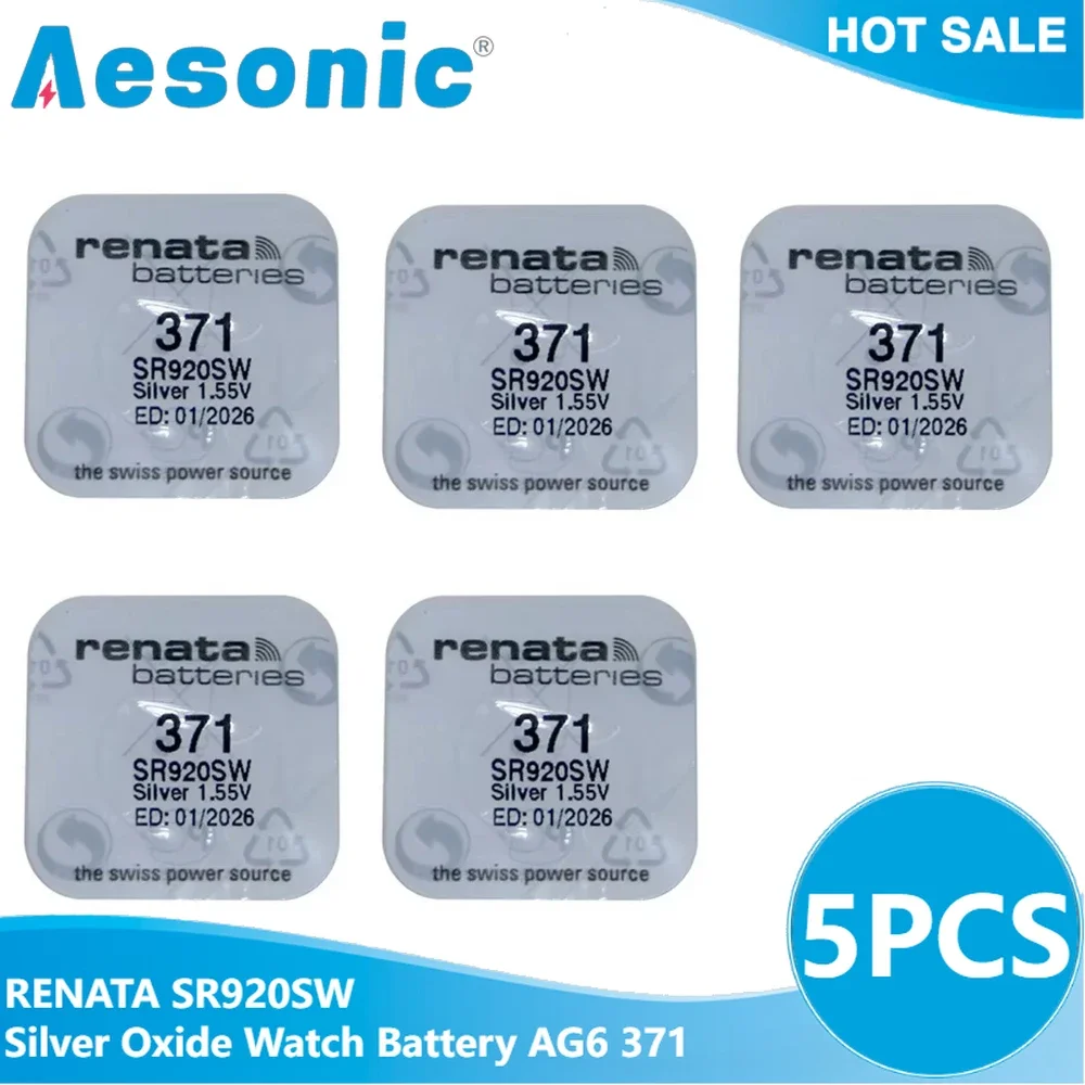 5-uds-RENATA-SR920SW-xido-de-plata-pilas-para-reloj-AG6-371-LR921H-LR69 ...