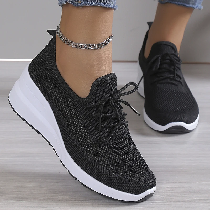 Baskets-compens-es-en-maille-respirante-pour-femmes-chaussures-de-sport ...