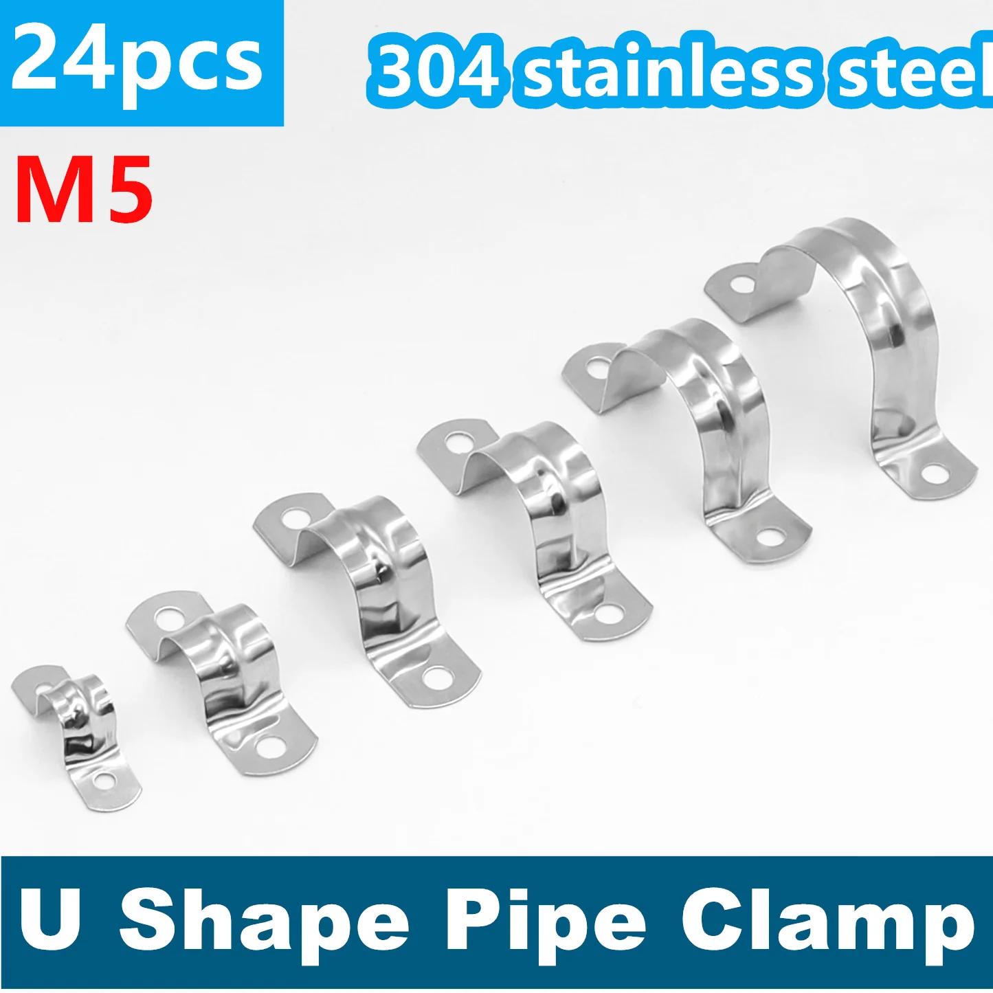 24pcs-304-Stainless-Steel-U-Shape-Pipe-Clamp-5mm-Two-Hole-U-Tube-Strap ...