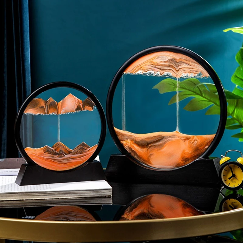 Moving Sand Art Picture Round Glass Creative 3D Deep Sea Sandscape In ...