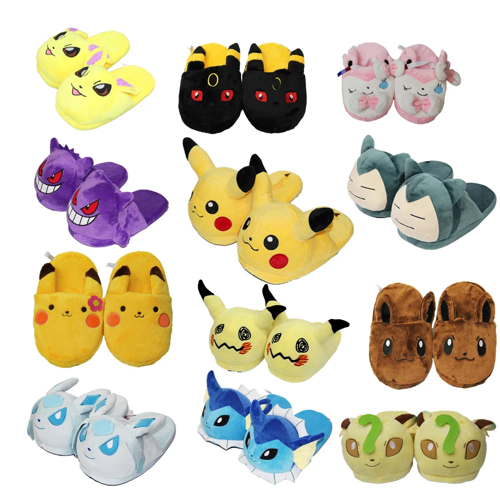 포켓몬 모델 애니메이션 겨울 슬리퍼, 피카츄, Vaporeon Leafeon Gengar Snorlax 홈 가구 신발 ...