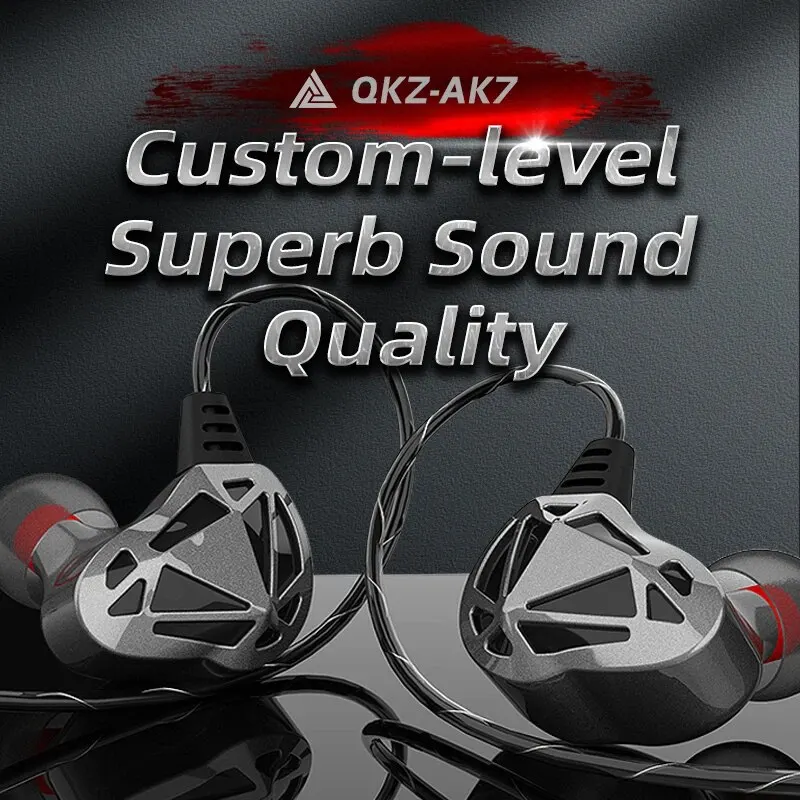 QKZ AK7 Copper Driver HiFi Wired Earphones Sport Headphone Bass Stereo ...
