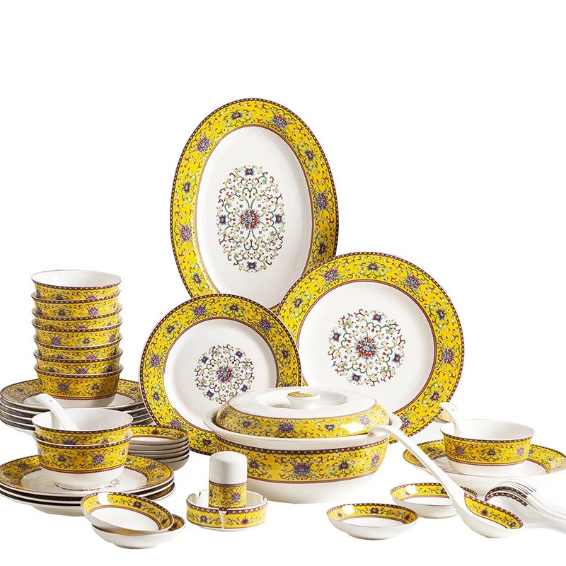 Jingdezhen, gold enamel color, dishes, tableware sets, Chinese style ...