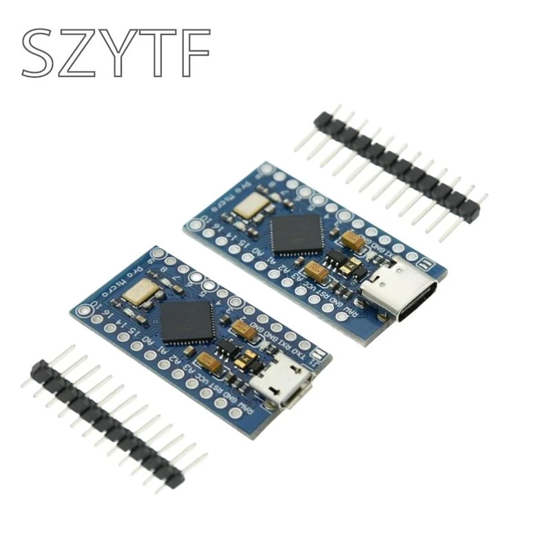 New Pro Micro Atmega32u4 5v/16mhz Module With 2 Row Pin Header For ...