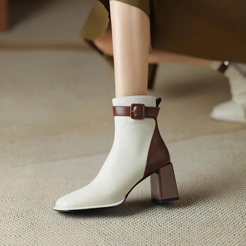 Autumn-Boots-Women-Square-Toe-Women-Boots-Split-Leather-Shoes-for-Women ...