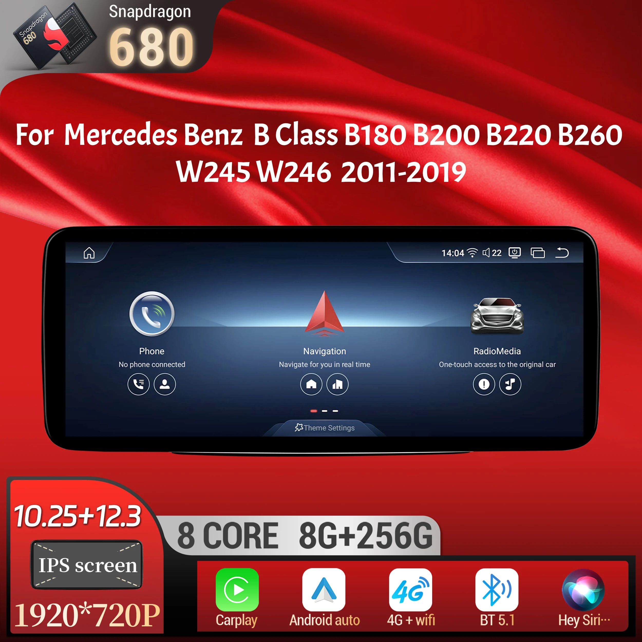 Car Radio Android 14 For Mercedes Benz B Class B180 B200 B220 B260 W245 ...