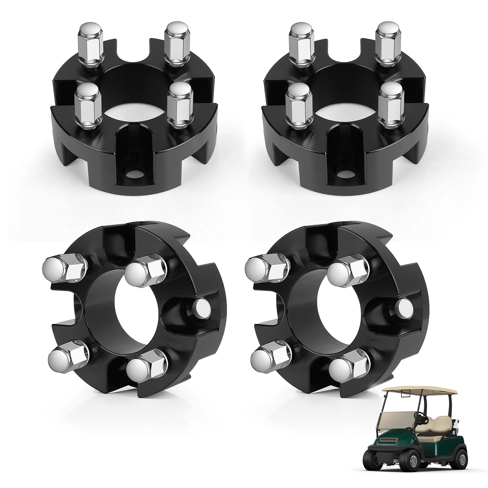 Golf Cart Wheel 2 inch Spacers Adapter Kit with Lug Nuts For Club Car ...