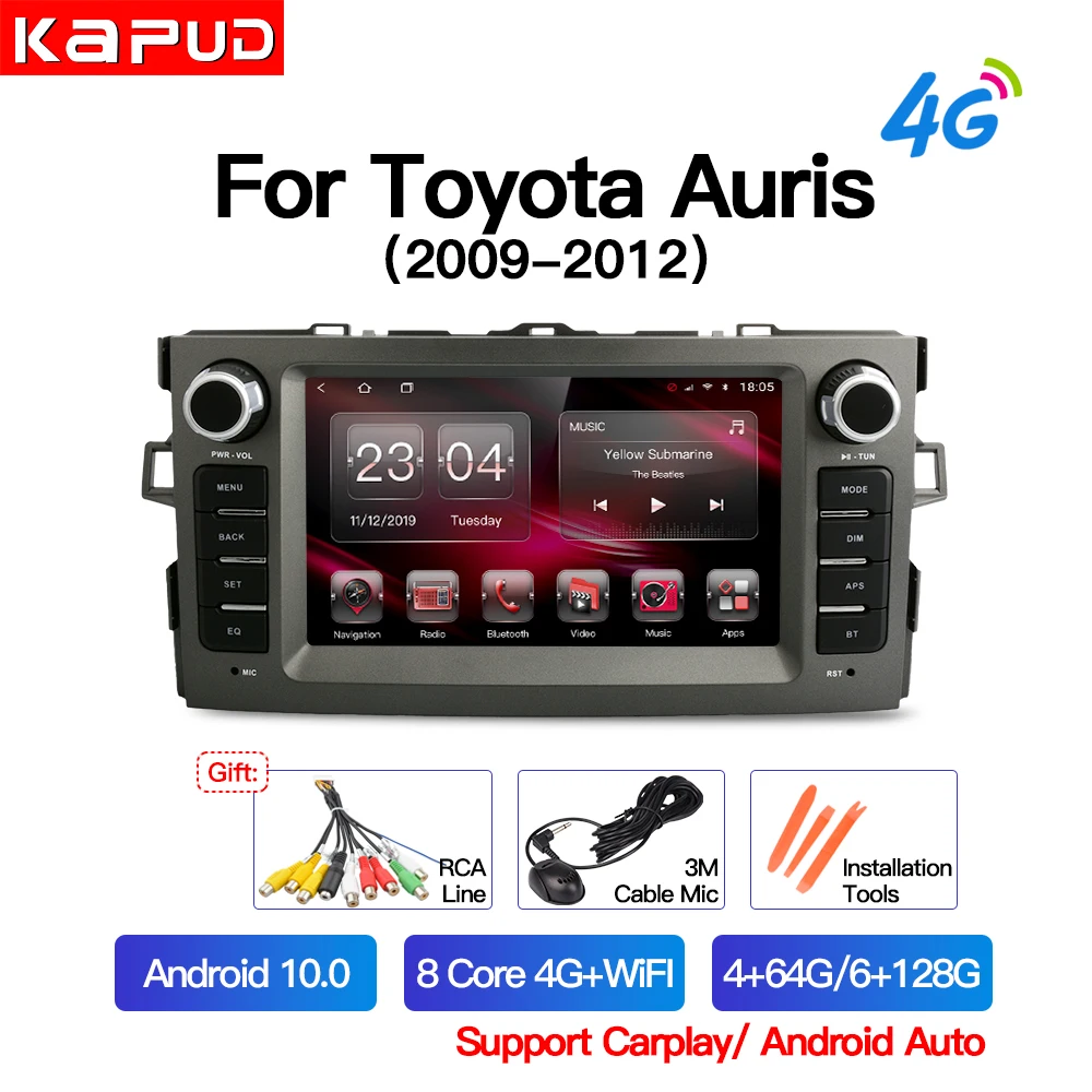 Kapud 7' Android 10 Car Radio Multimedia GPS Carplay For Toyota Auris E150 2006 2012 Navigation ...