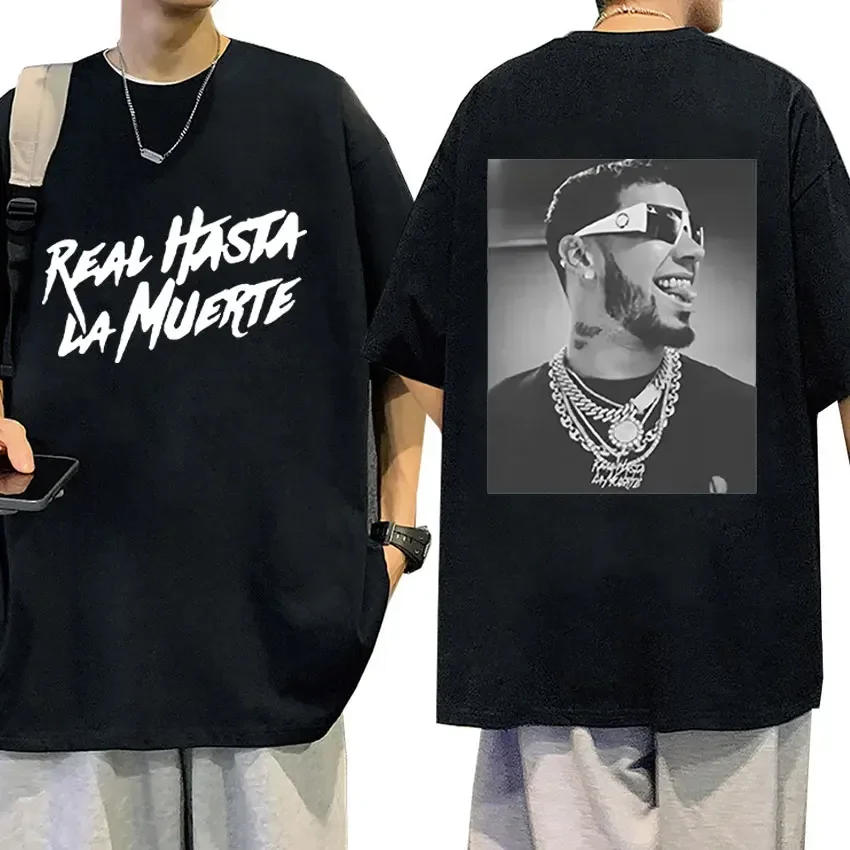 Anuel-AA-Camiseta-estampada-de-doble-cara-para-hombre-y-mujer-camisa-de ...