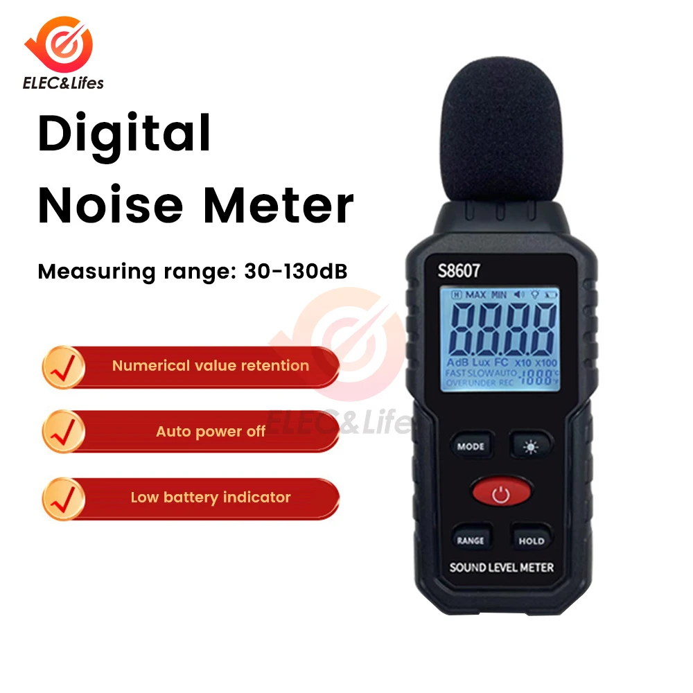 S8607-Cyfrowy-30-130dB-Decibelimeter-dB-miernik-poziomu-d-wi-ku-Pomiar ...