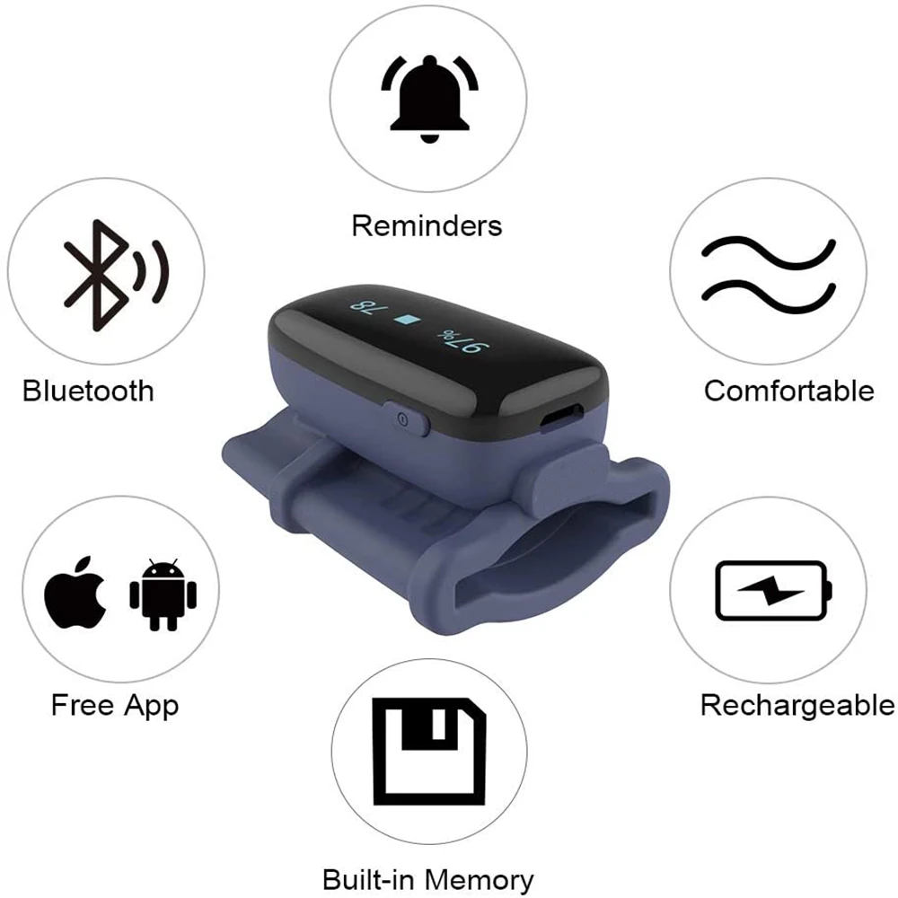 Chargeable Bluetooth 4.0 Soft Fingertip Oximeter Pulse Oximetro Blood ...