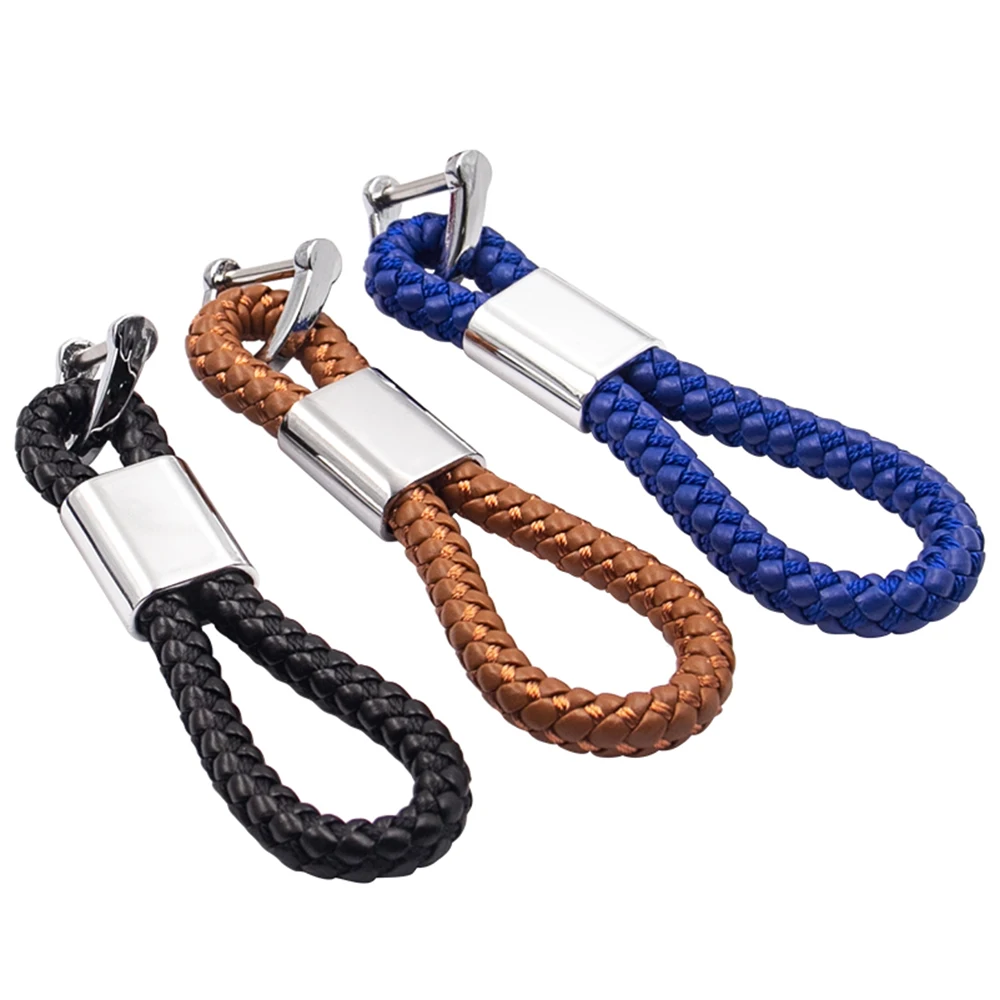 High-Quaility-Hand-Woven-Leather-Car-KeyChain-Horseshoe-Buckle-Keyring ...