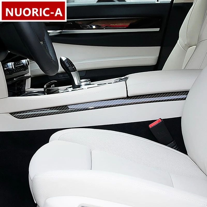 Carbon Fiber Color Center Console Armrest Box Trim Strips For BMW 7 ...