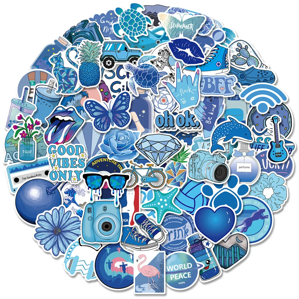 10-30-50PCS-Blue-Mix-And-Match-Graffiti-Waterproof-Stickers-Creative ...