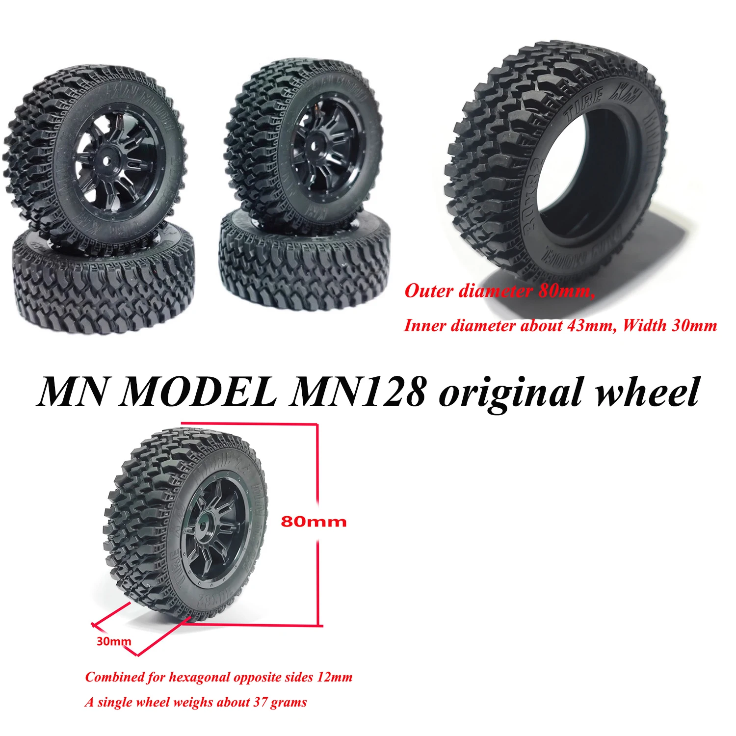 MN-MODEL-MN128-RC-Car-Spare-Parts-Original-Wheels-Rubber-Hollow-Tires ...