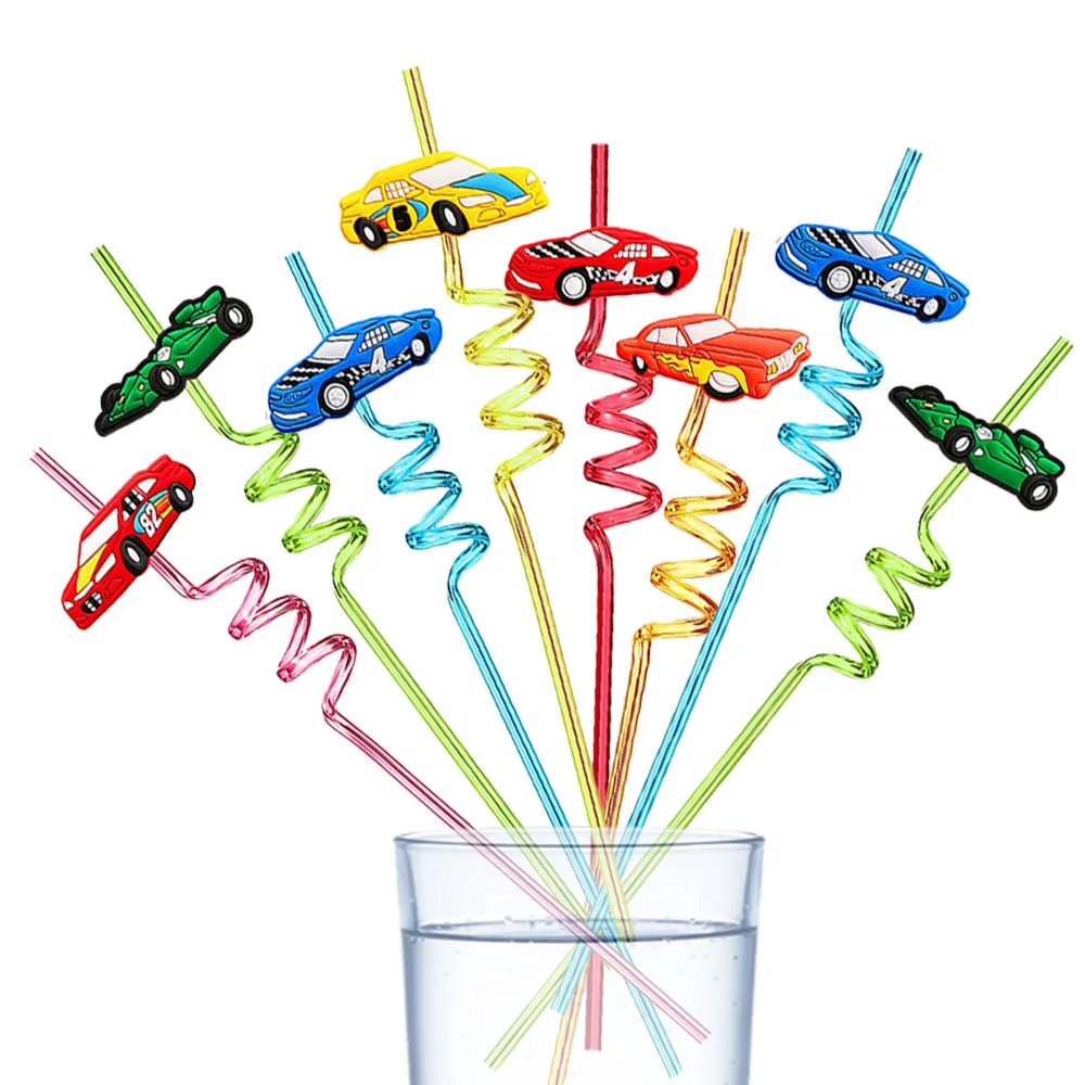 8pcs-25cm-Reusable-Race-Car-Drinking-Straws-Car-Reusable-Plastic ...