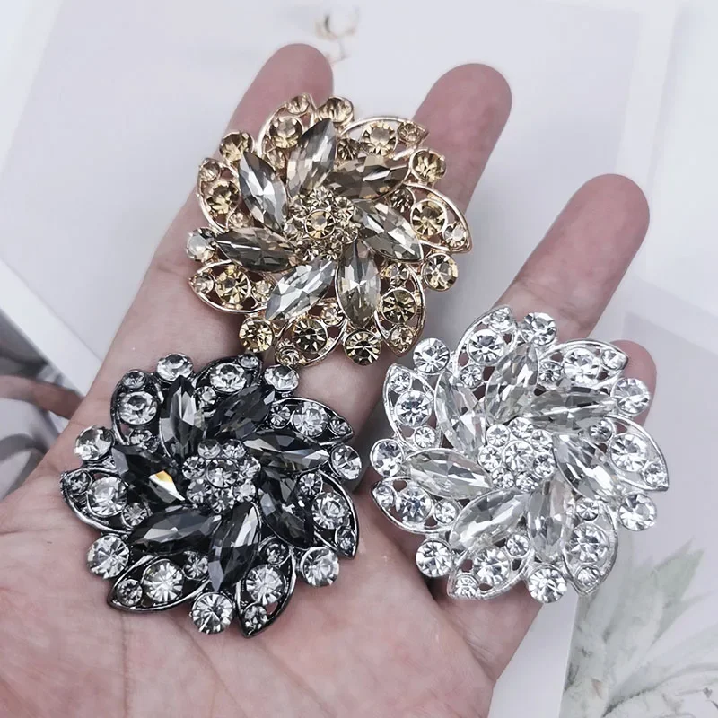 1pcs-High-grade-black-white-champagne-rhinestone-flower-buttons-fur ...